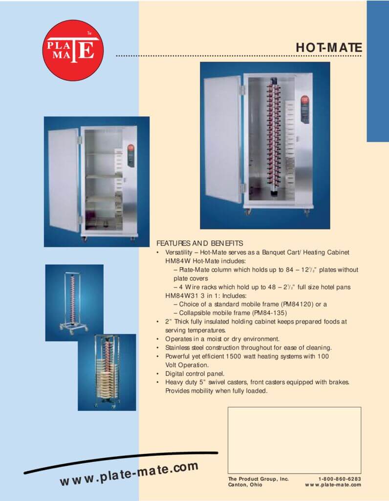 PlateMate Hot Mate Spec Sheet